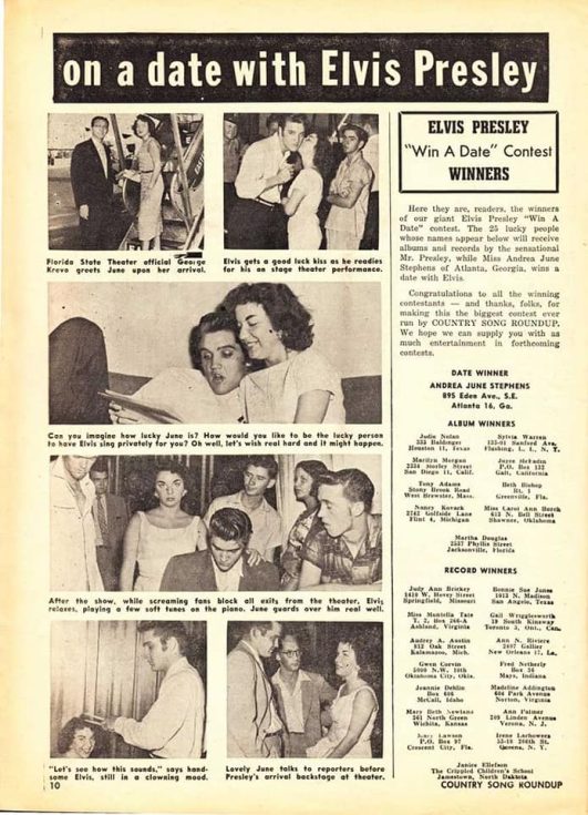 In 1956 a “Win A Date” with Elvis Presley contest was held by ‘Hit ...