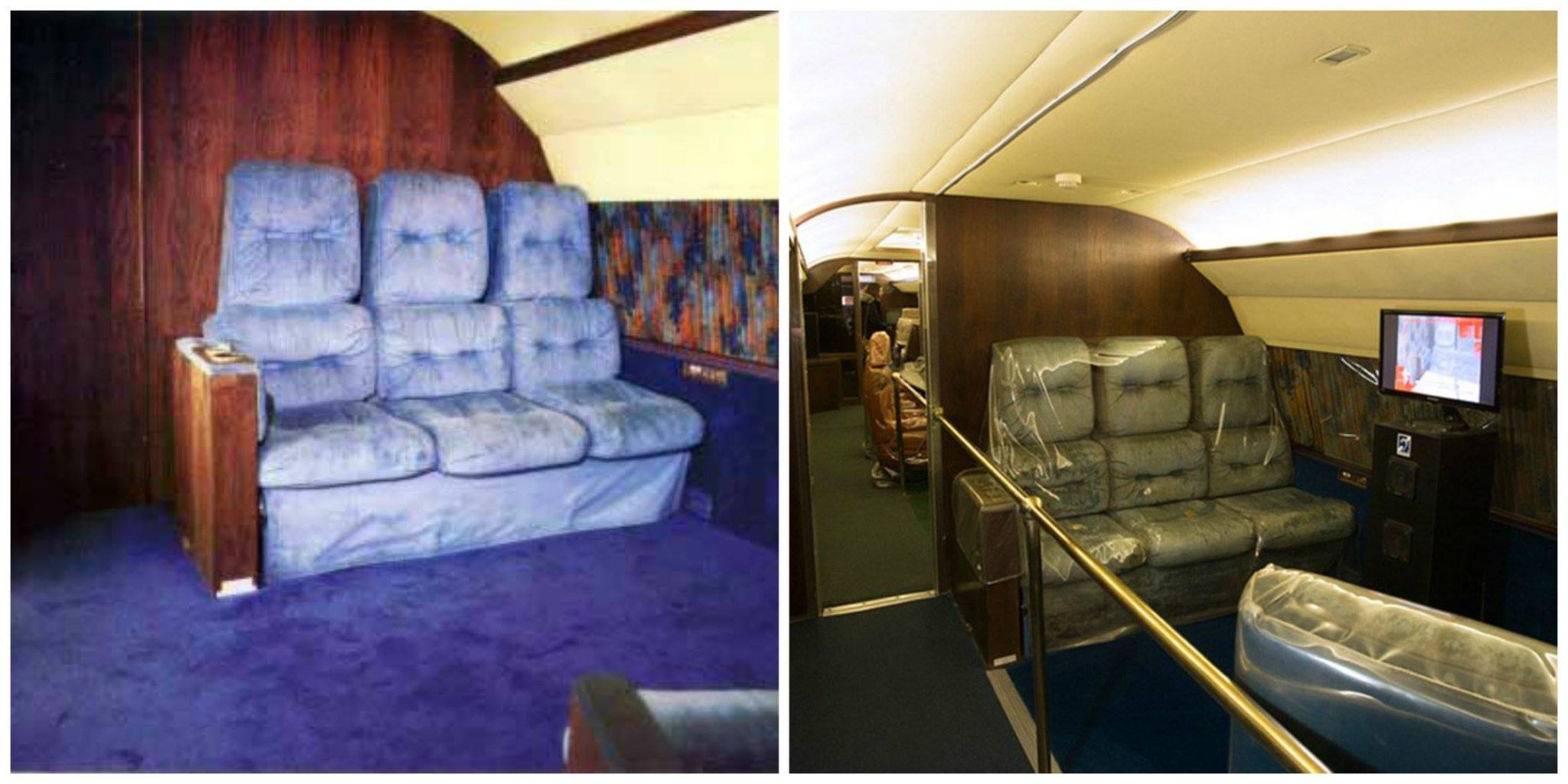 The Lisa Marie plane, as it was when Elvis was alive and as it is today ...