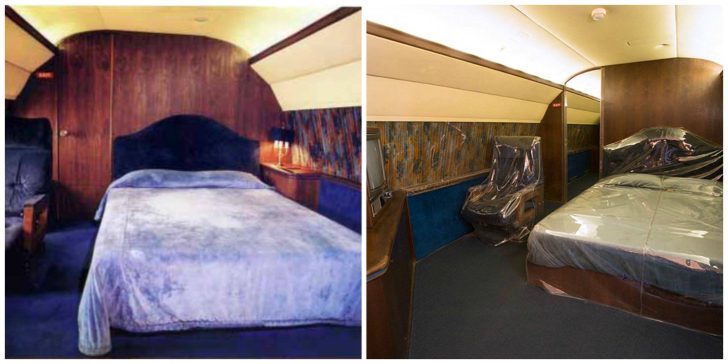 The Lisa Marie plane, as it was when Elvis was alive and as it is today ...